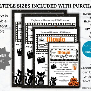 Halloween Movie Night Invitation PTO Template School Fall Fundraiser ...
