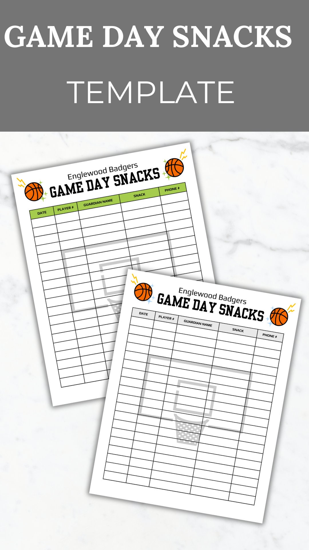 Basketball Game Snack Schedule Template Basketball Snack Sign - Etsy