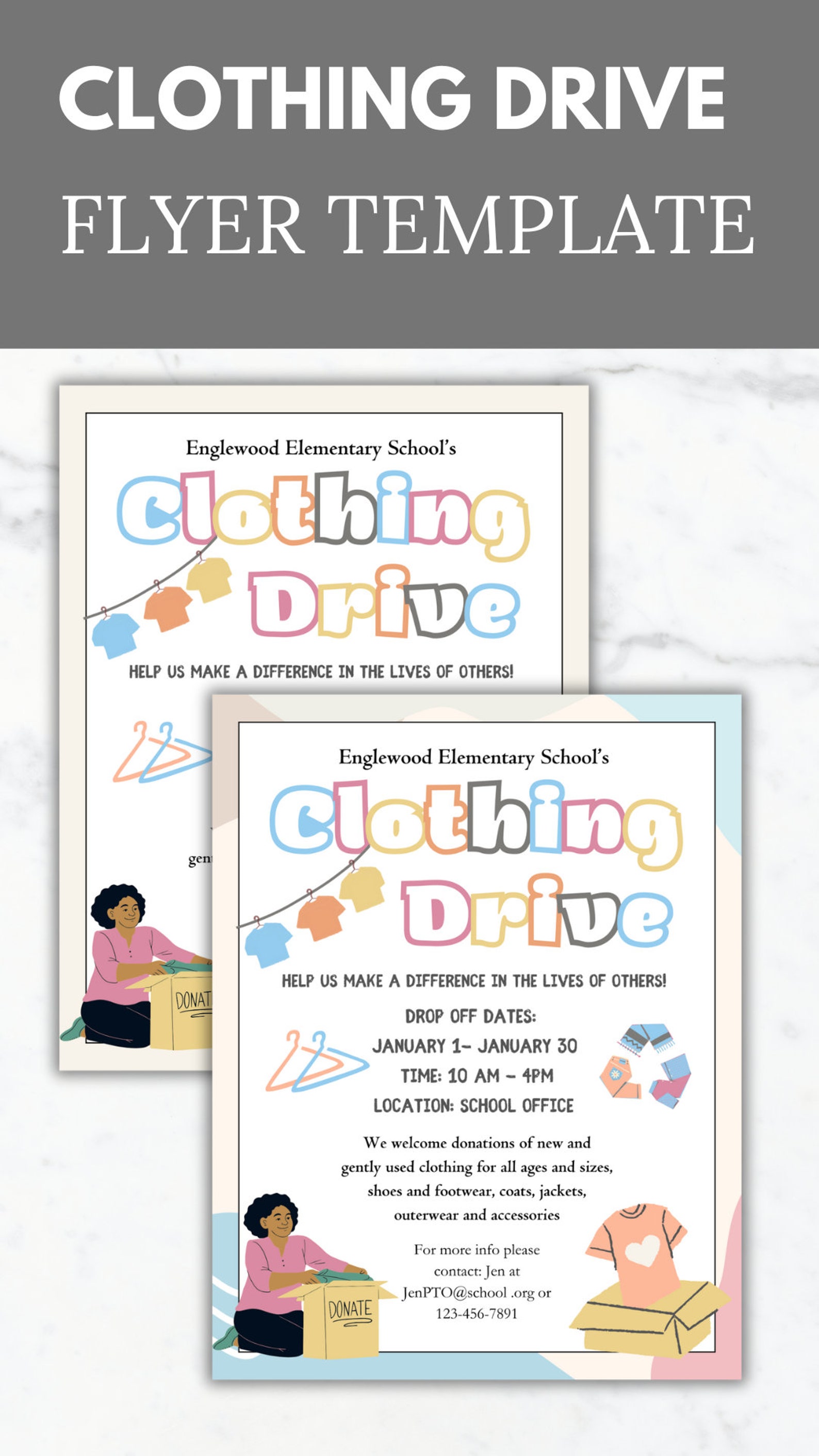 Spring Clothing Drive Flyer Template Library Donation Sign Editable ...