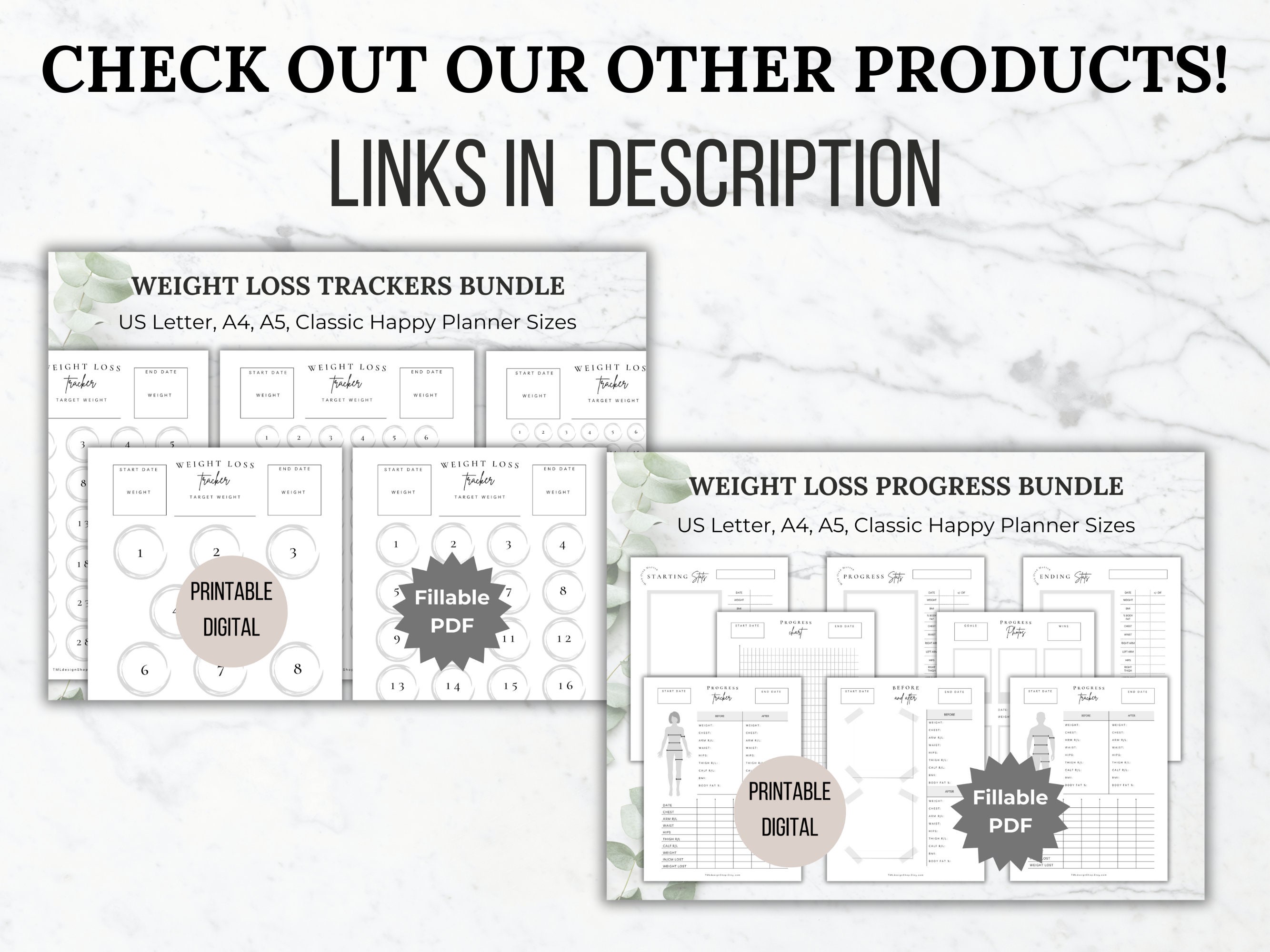 Weight Loss Tracker Chart Printable Fitness Planner Editable Weight ...