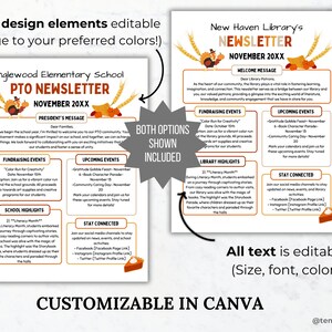 PTA Thanksgiving Newsletter Flyer Printable PTO School Newsletter ...
