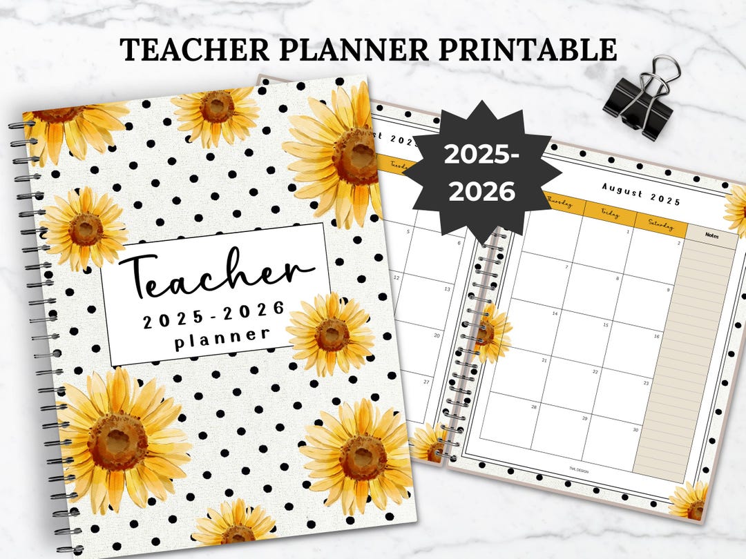 Teacher Planner Printable 2025-2026 School Calendar Lesson Planner ...