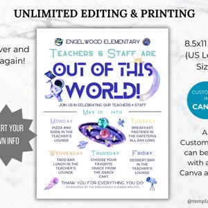 Outer Space Teacher Appreciation Week Flyer PTA PTO Template Staff ...
