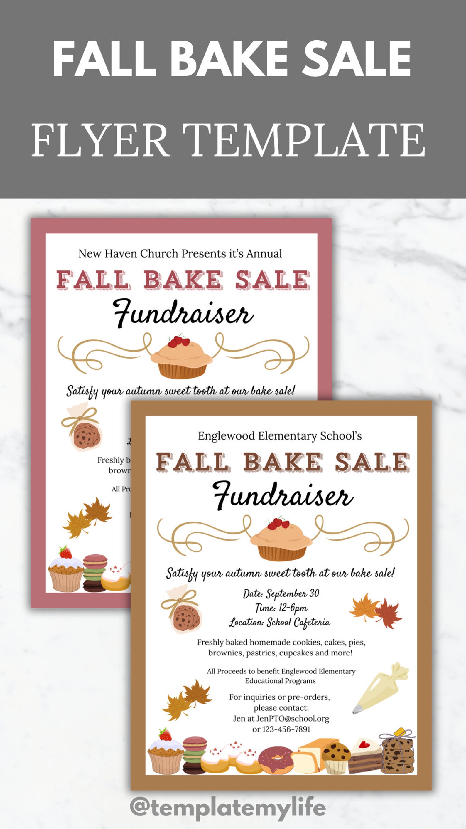 Fall Bake Sale Fundraiser Flyer Template Bake Sale Flyer Editable Fall ...
