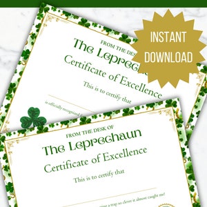 Leprechaun Trap Printable Certificate Leprechaun Gift St Patricks Day ...