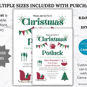 Christmas Potluck Invitation Template Holiday Dinner Party Invite Flyer ...