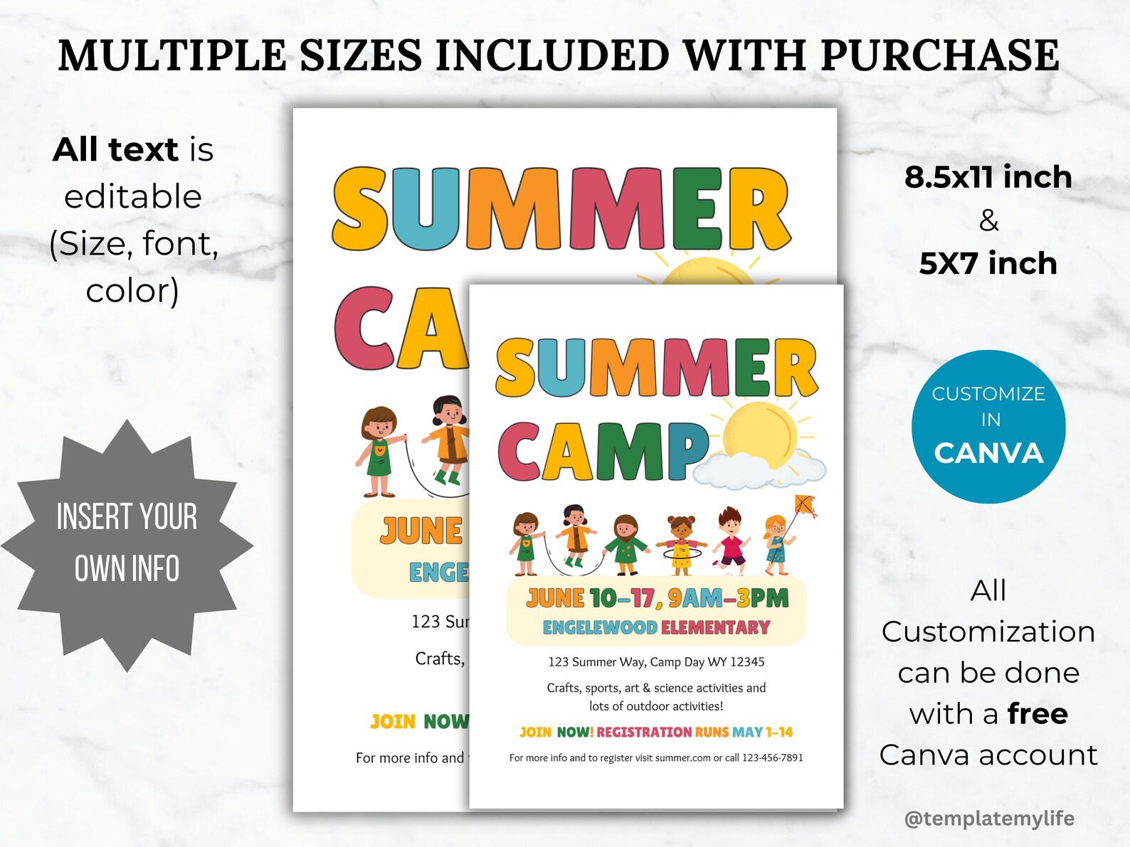School Camp Flyer Invite Family Fun Camp Poster PTA PTO Flyer Editable ...