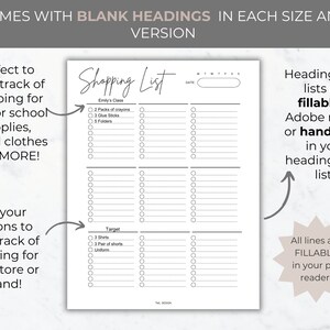 Editable Back to School Shopping List Printable School Supply List ...