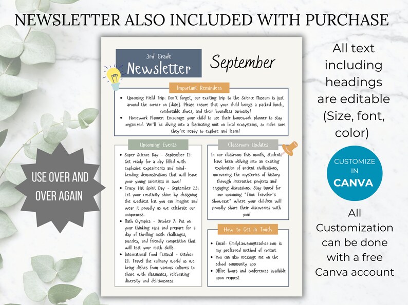 Meet the Teacher Editable Canva Template Class Newsletter - Etsy