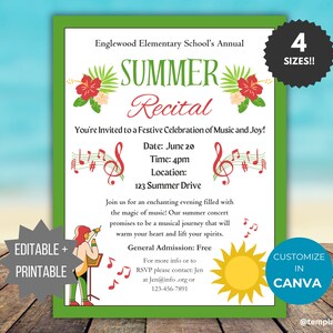 Summer Recital Flyer Template Piano Recital Church Flyer Summer Concert ...