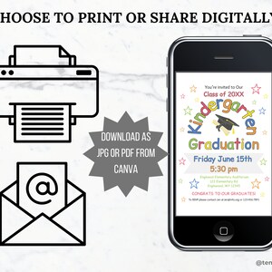 Editable Kindergarten Graduation Invitation Printable Elementary School ...