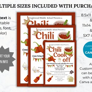 Chili Cook off Flyer Invitation PTO Template Autumn Fundraiser Invite ...