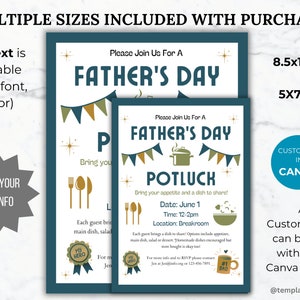 Fathers Day Potluck Invitation Template Potluck Sign up Sheet Bundle ...