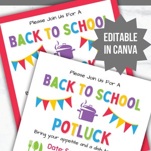 Back to School Potluck Invitation Template Potluck Invite Flyer Office ...