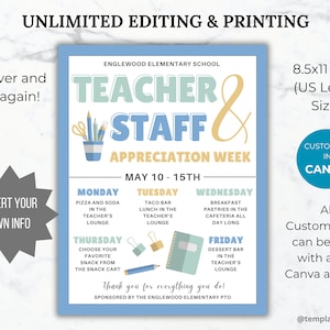 Teacher Appreciation Week Flyer PTA PTO Template School Staff ...