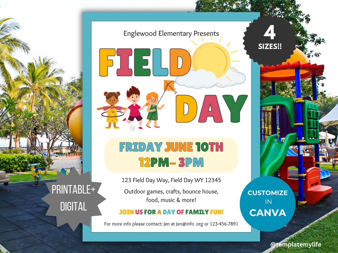 School Field Day Flyer Invite Family Fun Day Flyer PTA Template ...