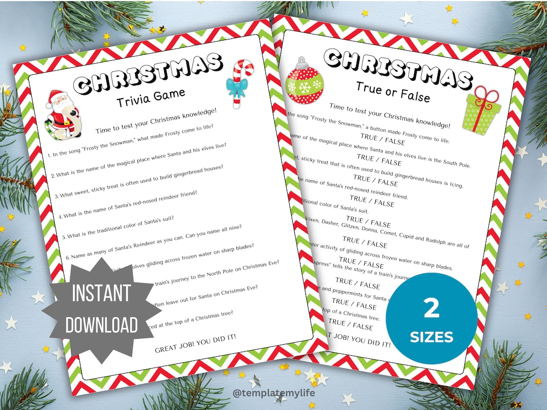 Christmas Trivia Game for Kid Christmas Activity Printable for Family ...