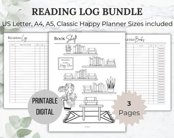 Printable Book Tracker Printable Reading Log Printable Bookshelf ...