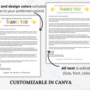 Thank You Letter Template PTO Sponsor Thank You PTA Letter Donation ...