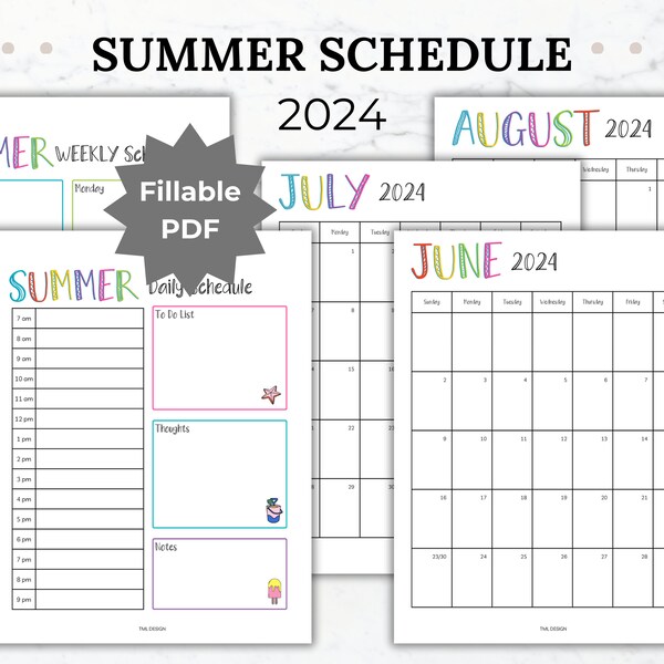 Summer Calendar - Etsy
