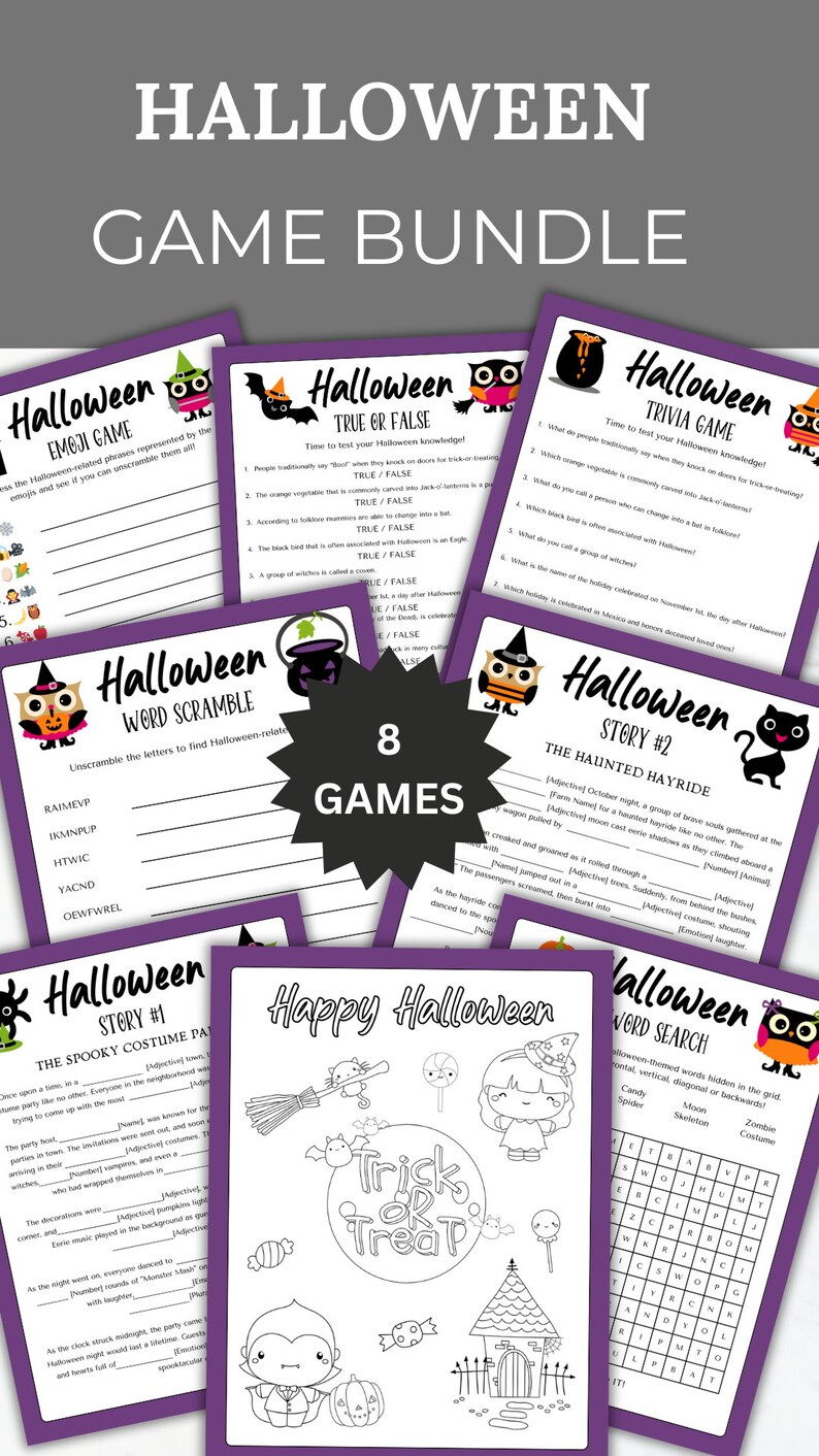 Printable Kid Halloween Activity for Kid Fall Party School - Etsy