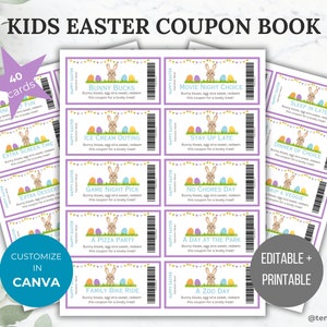 Easter Coupon Book for Kids Easter Bunny Gift Voucher Printable Kid ...