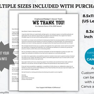 Donation Thank You Letter Template Team Sponsor Thank You Letter Member ...
