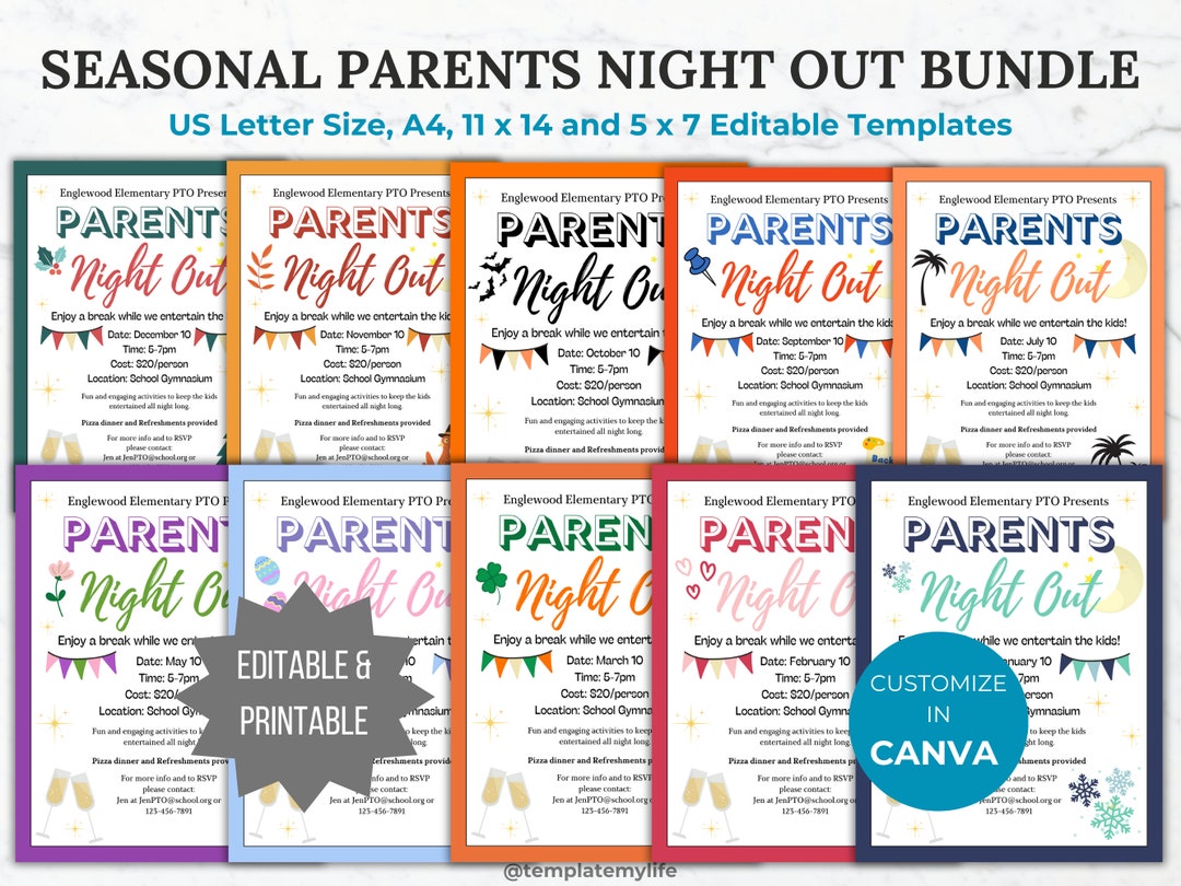 Monthly Parents Night Out Church Flyer Fundraiser Template Business ...
