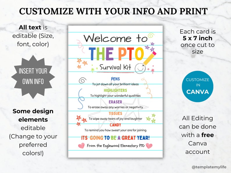 Welcome to the PTO Survival Kit Template Join the PTA Gift Bag ...