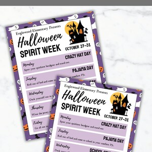 Halloween Spirit Week Flyer PTA Printable Office Spirit Flyer Template ...