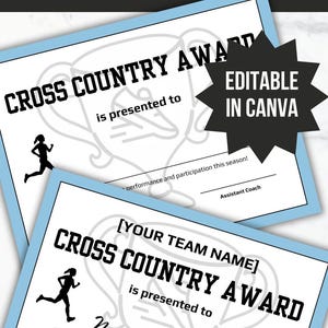 Editable Cross Country Award Certificate Template Team Player ...