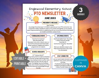 June Editable Template: PTO, PTA, Newsletter, Flyer, School Handout ...