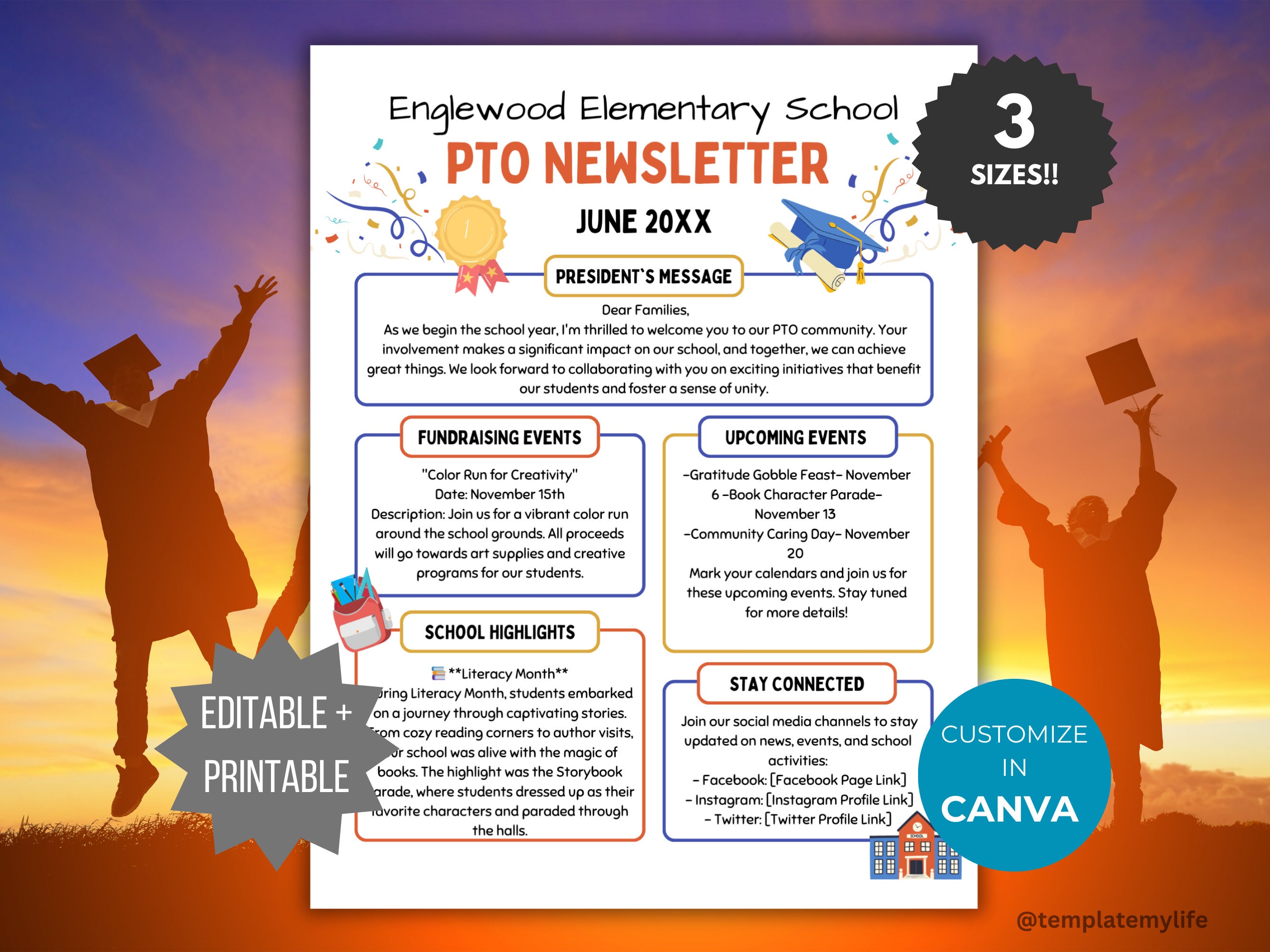 June PTA Newsletter Flyer Printable PTO School Newsletter - Etsy