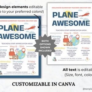 Plane Awesome Teacher Appreciation Week Flyer PTO Staff Appreciation ...