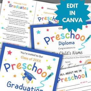 Preschool Graduation Invitation Editable Pre-k Graduation Ceremony ...