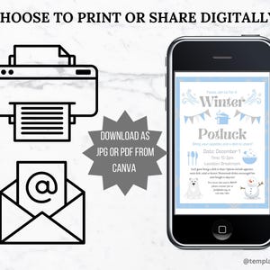 Winter Potluck Flyer Template Potluck Sign up Sheet Neighborhood Dinner ...
