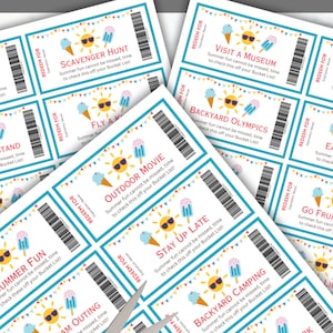 Summer Activities Coupon Book for Kids Birthday Gift Voucher Printable ...