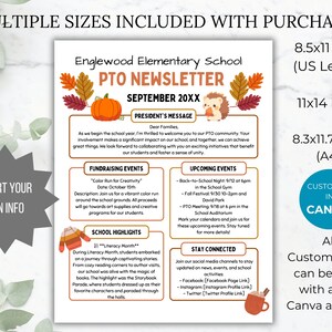 PTA Fall Newsletter Flyer Printable PTO School Newsletter Flyer ...