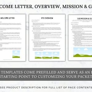 PTA Welcome Packet Template Bundle PTO New Member Binder Sheets PTA ...