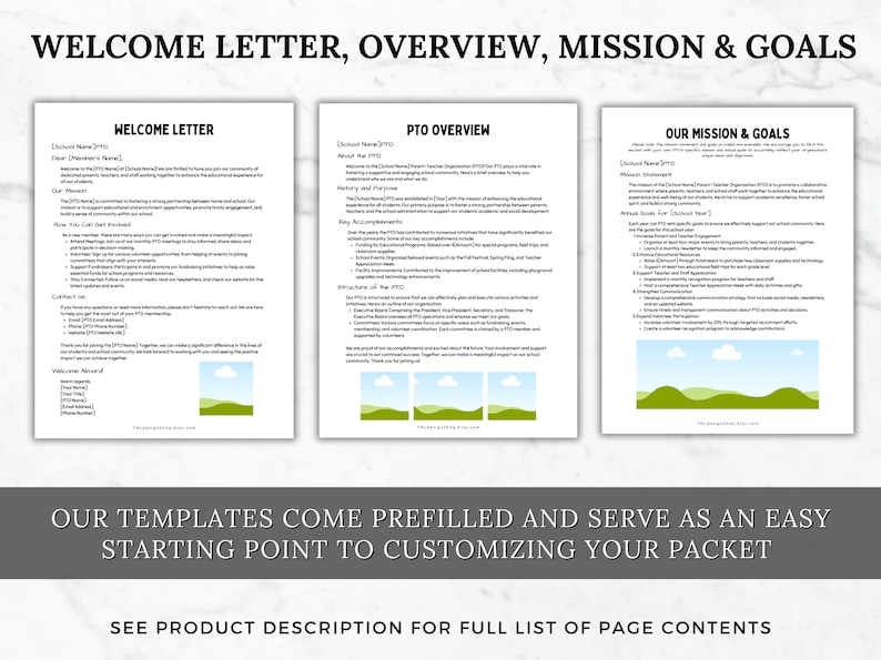 PTA Welcome Packet Template Bundle PTO New Member Binder Sheets PTA ...