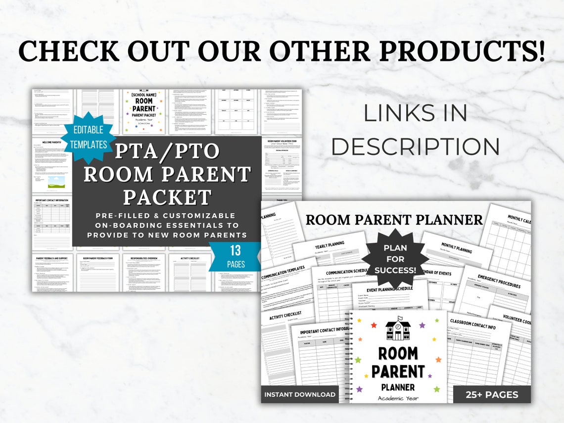 PTA Room Parent Flyer Template PTO Room Parent Sign up Form Editable ...