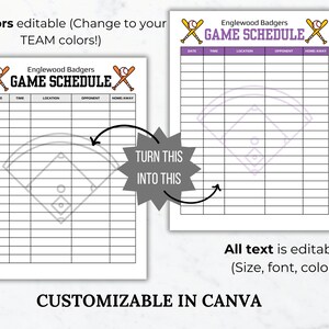 Baseball Game Schedule Template Baseball Sport Calendar Game Day ...