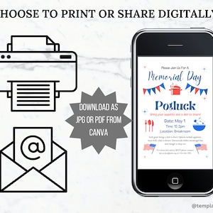 Memorial Day Potluck Invitation Template Potluck Invite Flyer Office ...