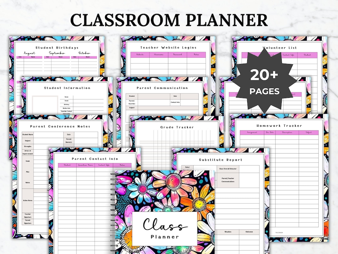 Class Planner Printable Teacher Organization Planner Classroom Binder ...