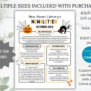 Halloween Newsletter Flyer Printable Community Fall Newsletter Editable ...
