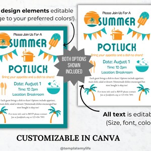 Summer Potluck Flyer Template Potluck Invitation Flyer Neighborhood ...