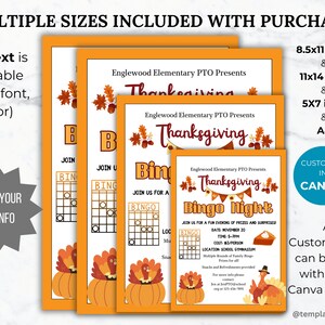 Thanksgiving Bingo Night Flyer PTO Template School Fundraiser Flyer ...