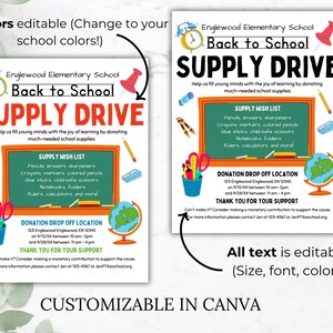 Back to School Supply Drive Flyer Template School Fundraiser Flyer ...