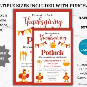 Thanksgiving Potluck Invite Flyer Template Fall Potluck Sign up Sheet ...