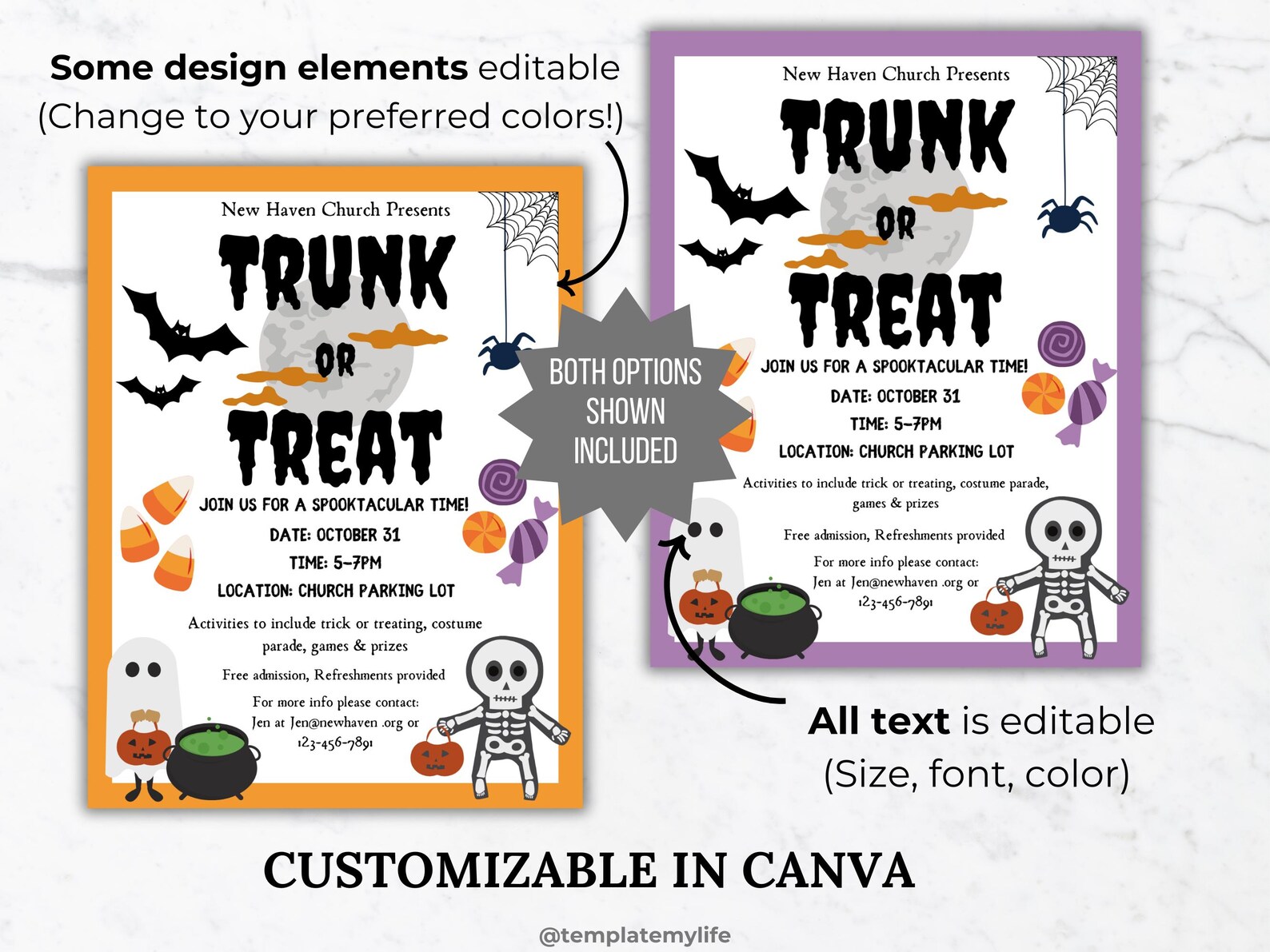 Trunk or Treat Flyer Invite Template Halloween Party Invitation ...